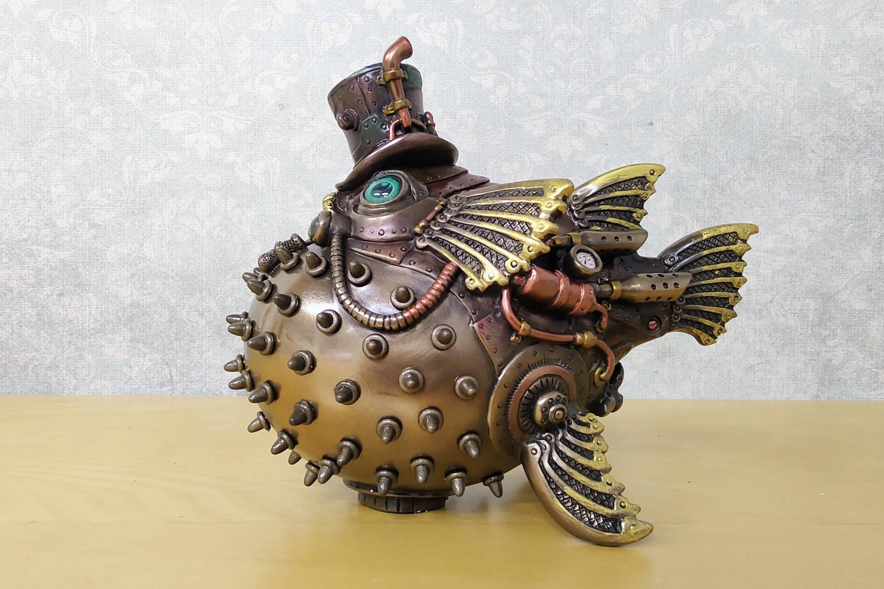 Steampunk Pufferfish Figurine: Bronze Resin Fugu Fish Statue - Etsy