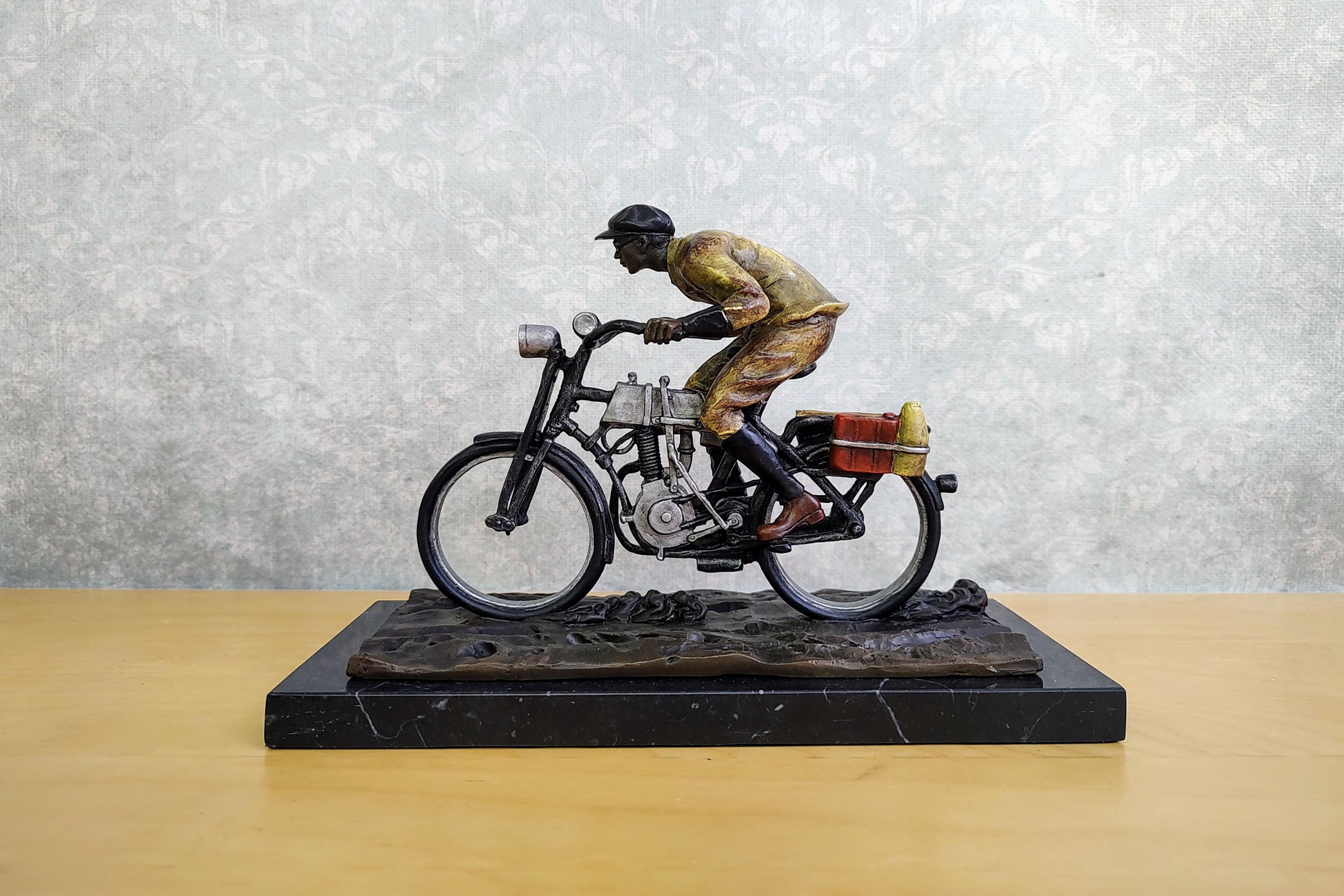 Vienna Bronzes: Art Nouveau Motorcyclist Sculpture - Decker Signed - Etsy
