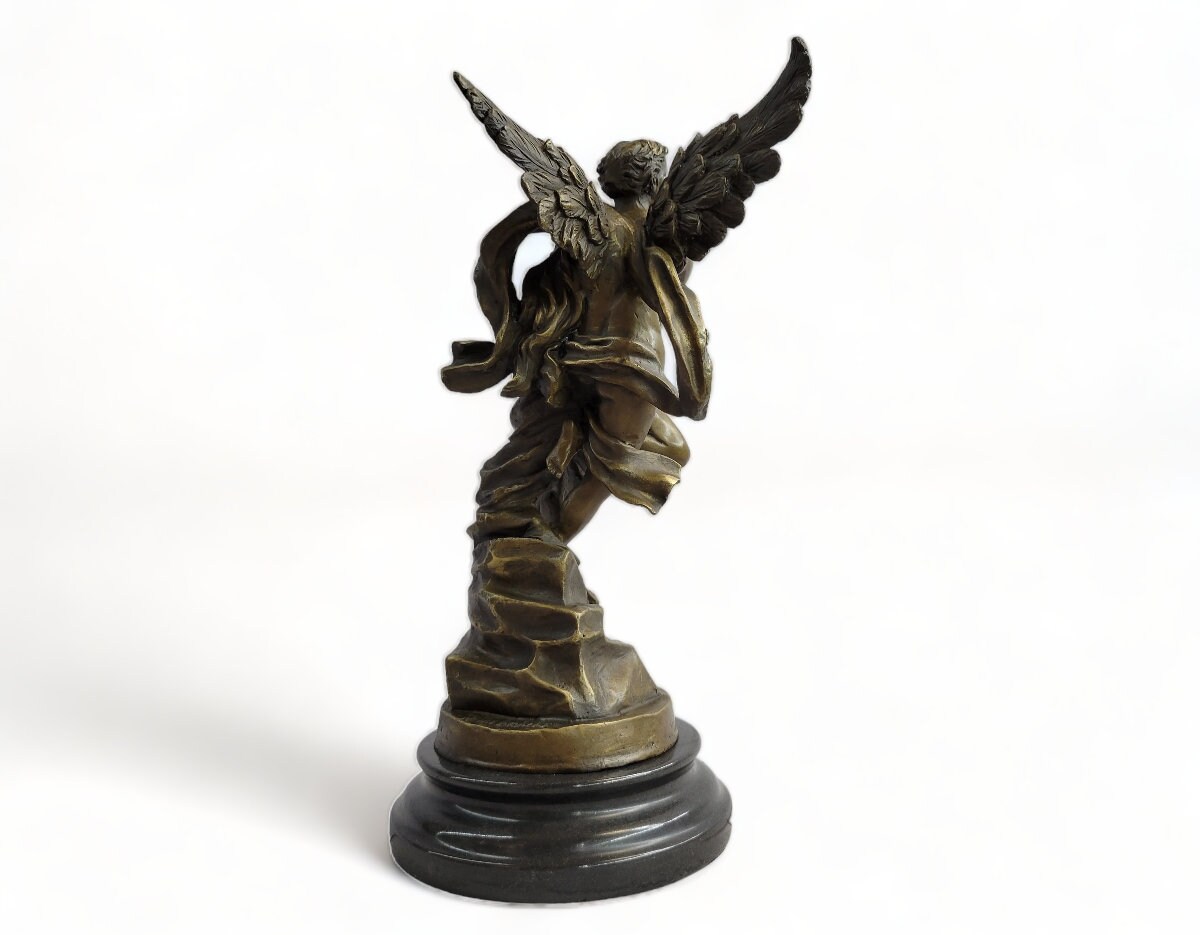 Bronze Cupid and Psyche Sculpture on Marble Base Greek Mythology ...
