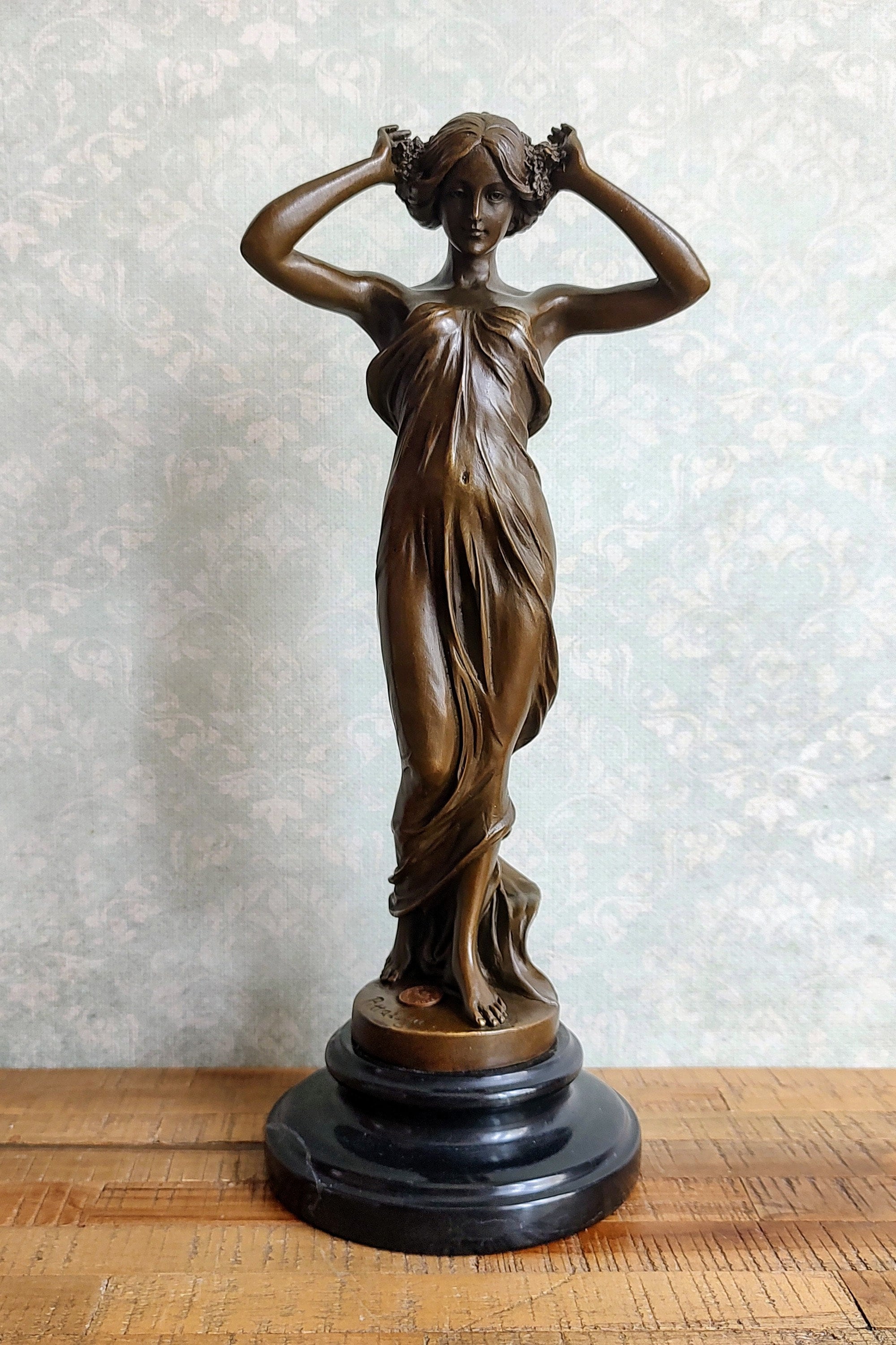 Bronze Wood Nymph Statue: Forest Goddess Sculpture - Art Nouveau Style ...