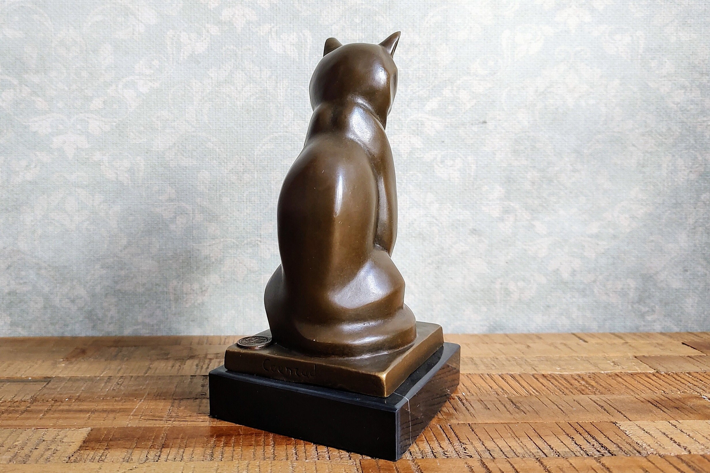Cat Bronze Sculpture Statuette, Animal Art Figurine, Kitten Bronze ...