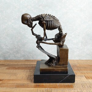 Large Thinker Skeleton Rodin Inspiration Bronze Sculpture,the Thinker ...