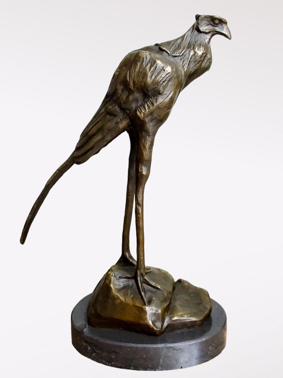 Bronze Secretary Bird Sculpture Bugatti Walking Bird of Prey Statue ...
