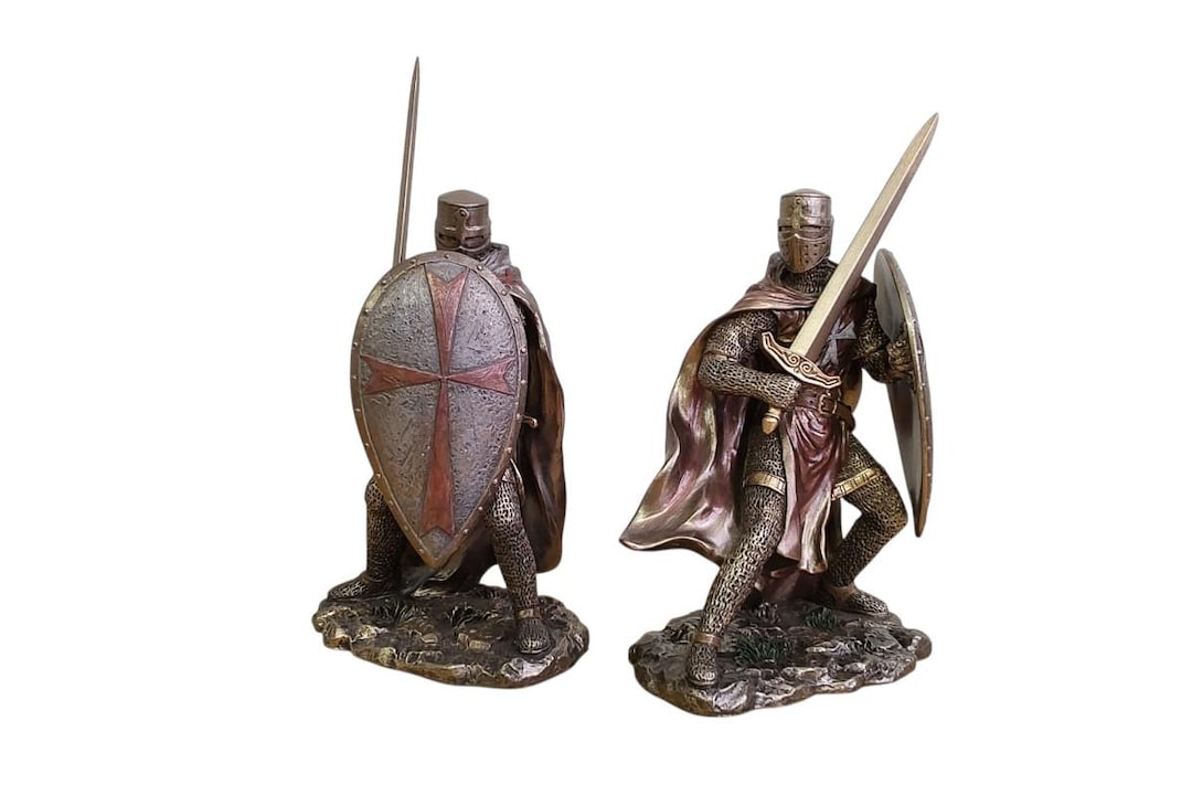 Medieval Knight Figurines: Crusader Decor, Gothic Fantasy Set - Etsy