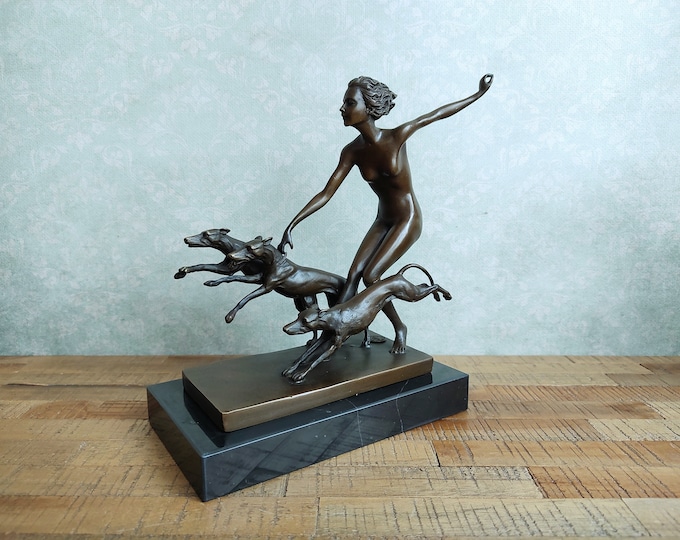 Diana With Hounds Bronze Sculpture Bronze Female Sculpture With Three ...