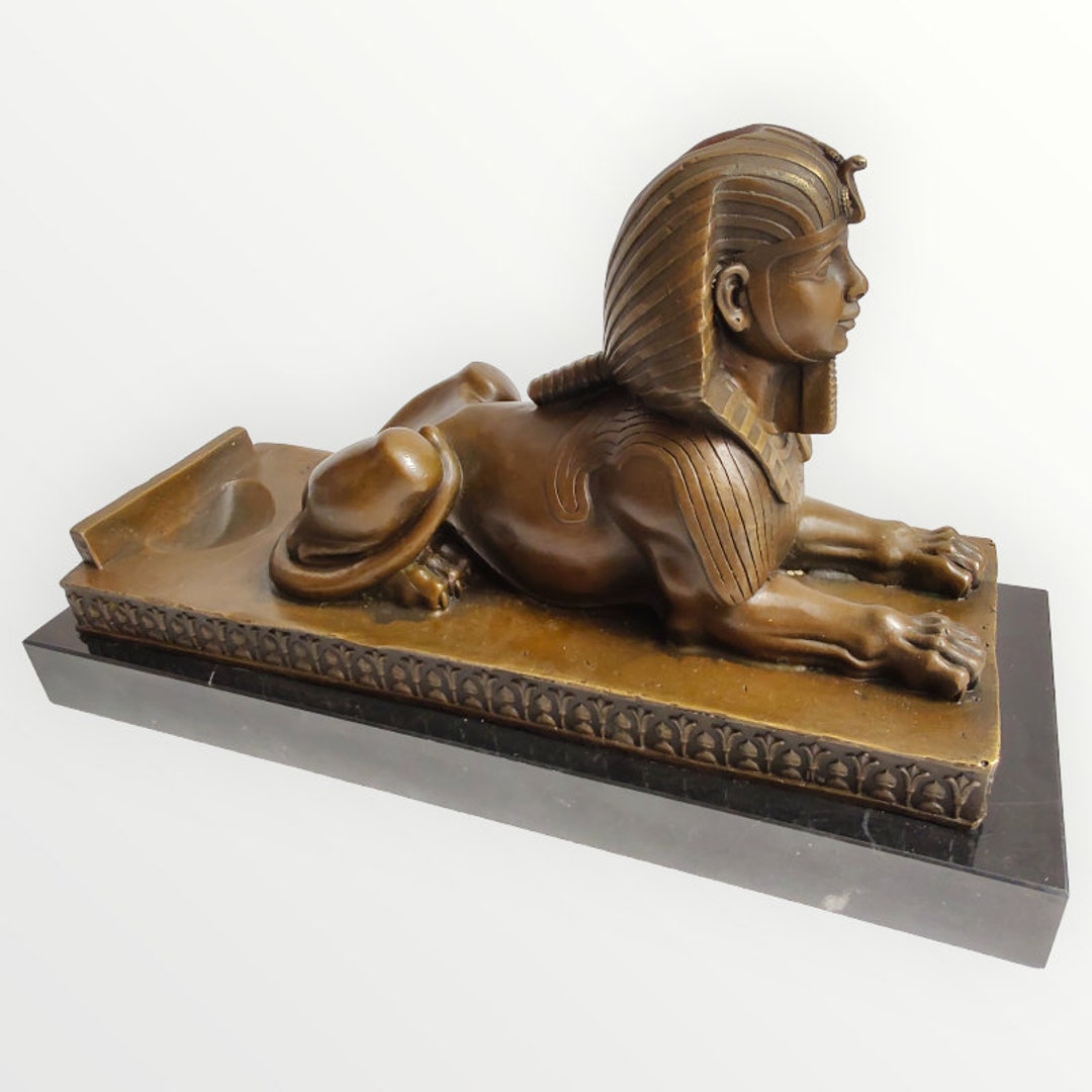Sphinx Statue Bronze on Marble Base Egyptian Statue Exclusive Gift ...