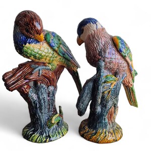 Vintage Large Ceramic Parrots - Multicolored Decorative Birds - Home ...
