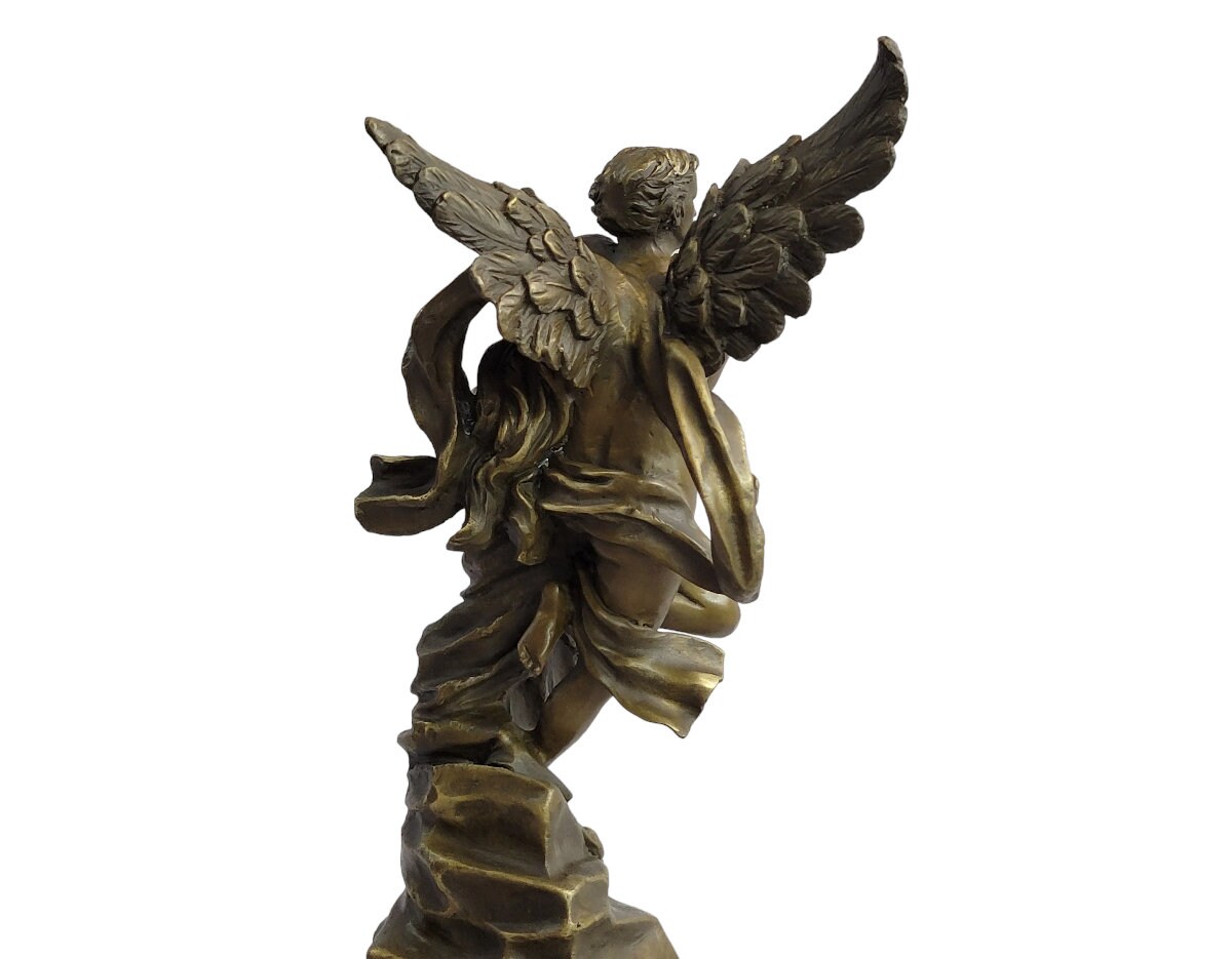 Bronze Cupid and Psyche Sculpture on Marble Base Greek Mythology ...