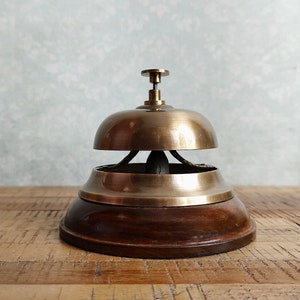 Refined Antique Brass Reception Bell - Ideal Table Accent for Hotels or ...