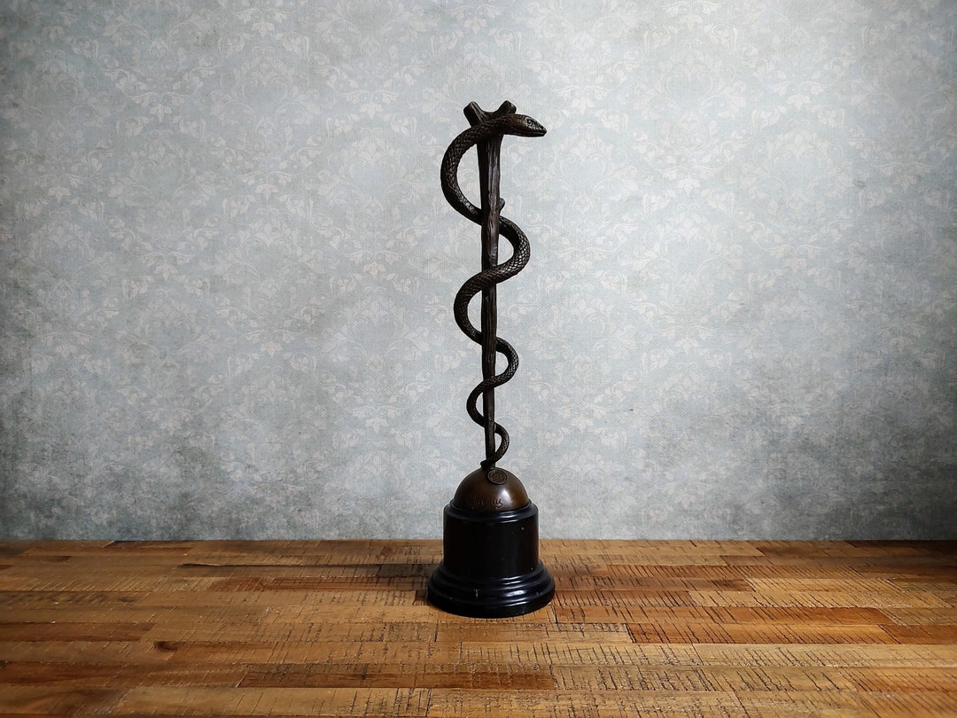 Bronze Caduceus Sculpture: Aesculapius Snake Staff - Medical Symbol - Etsy