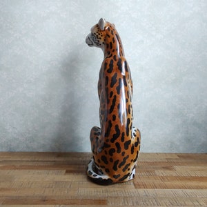 Graceful Seated Porcelain Leopard Statue Elegant Leopard Sculpture ...
