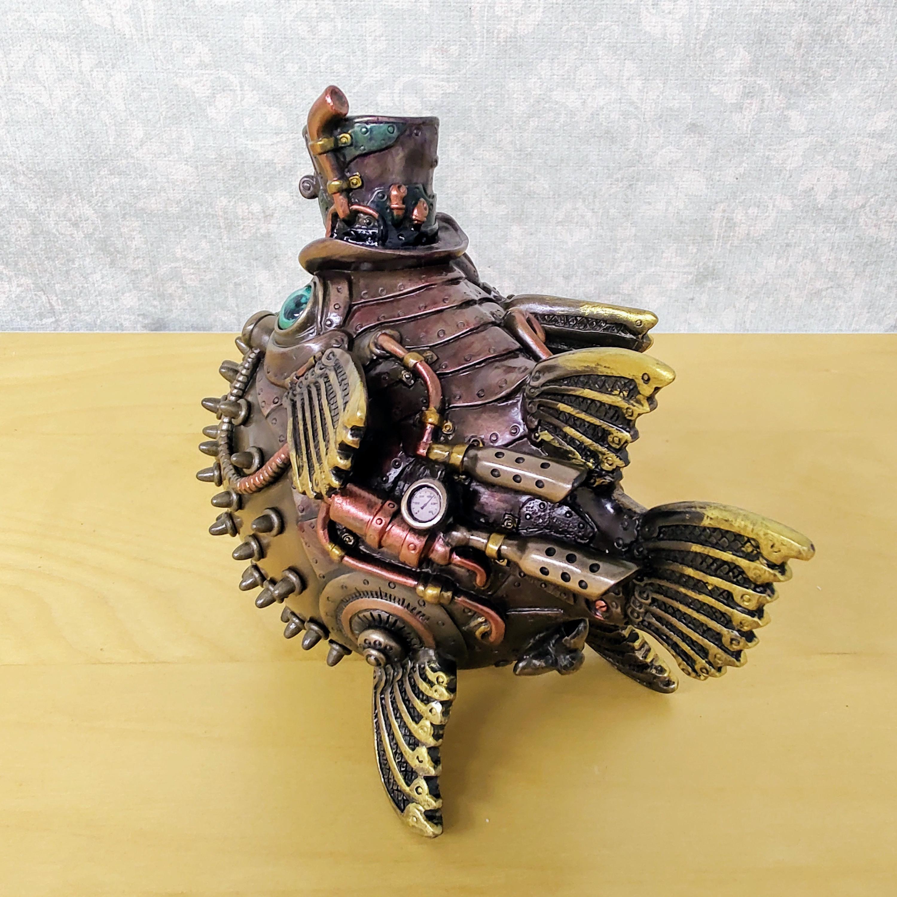 Steampunk Pufferfish Figurine: Bronze Resin Fugu Fish Statue - Etsy
