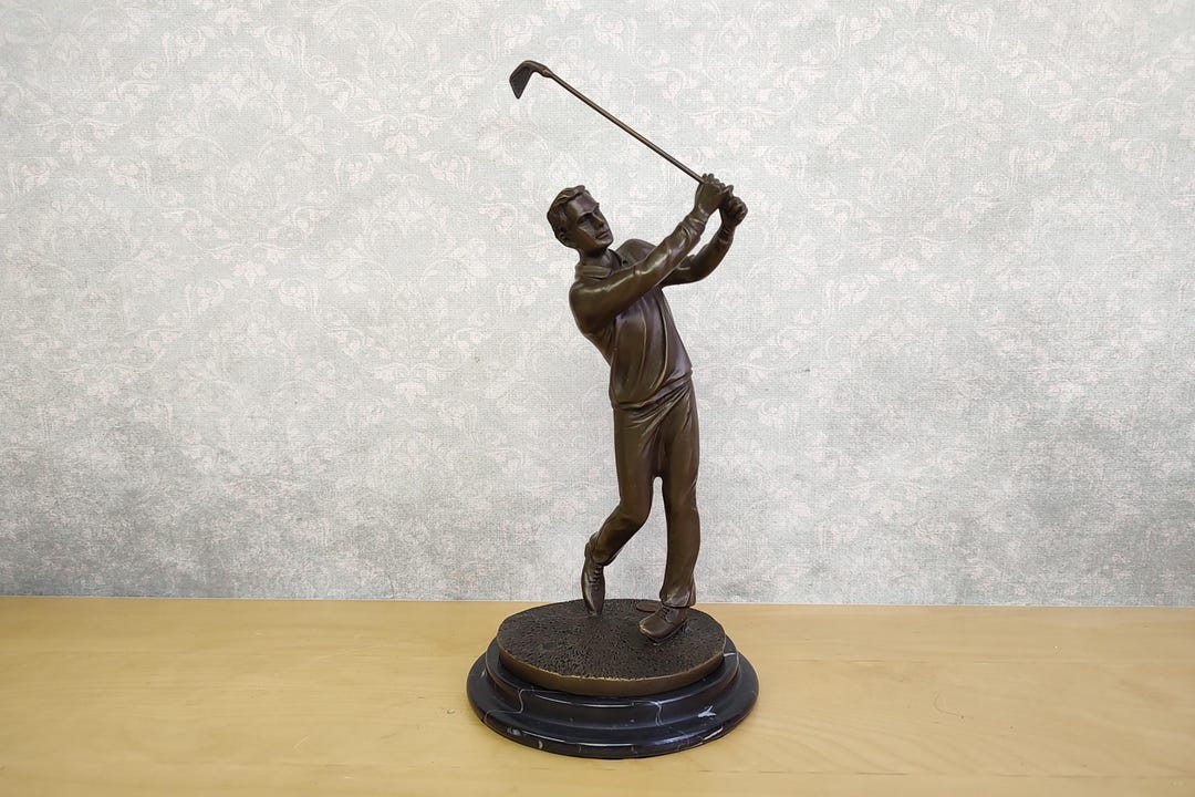 Bronze Golfer Sculpture: Modern Golf Decor for Office or Club - Etsy