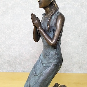 Praying Girl Bronze Statue: Memorial Garden Decor (12.2 Inches) - Etsy