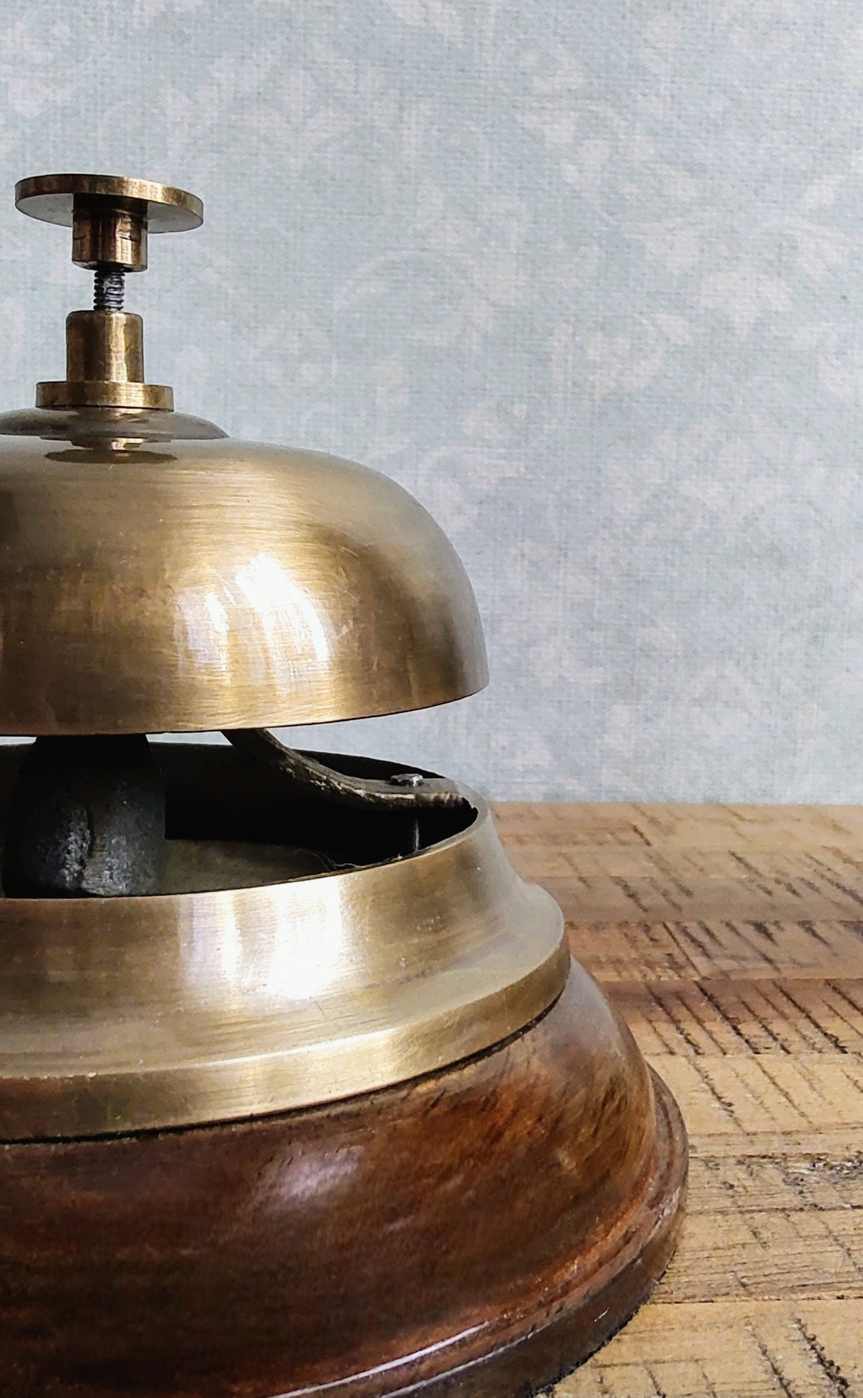 Refined Antique Brass Reception Bell Ideal Table Accent for Hotels or ...
