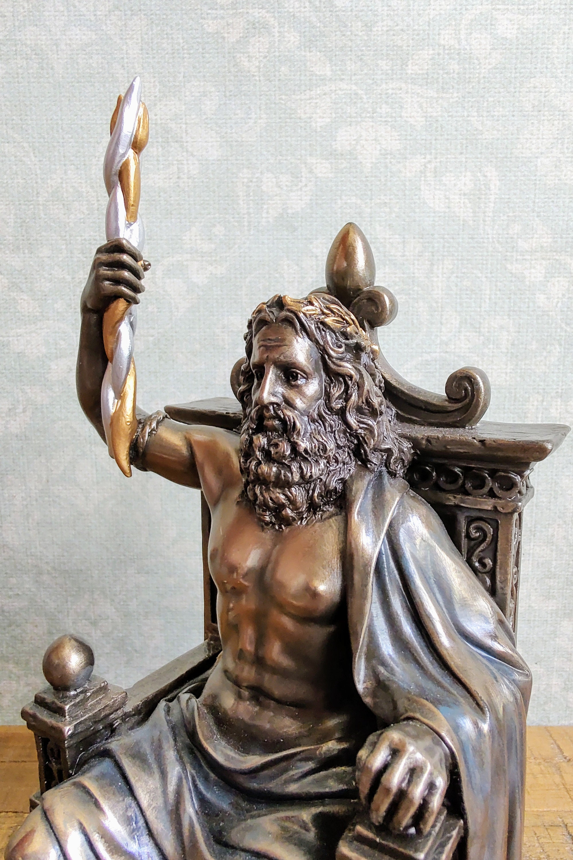 Zeus Statue on Throne With Thunderbolt – Greek God Figurine, Mythology ...