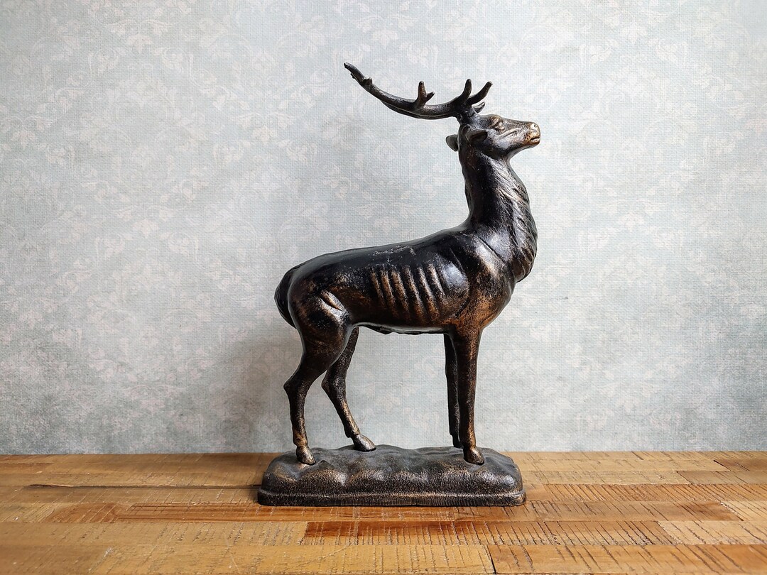 Deer Cast Iron Sculpture Gift Idea Lodge Decor Decor for Rustic Living ...