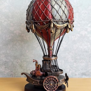 Steampunk Hot Air Balloon Sculpture: Bronze Finish Resin, Vintage Decor ...