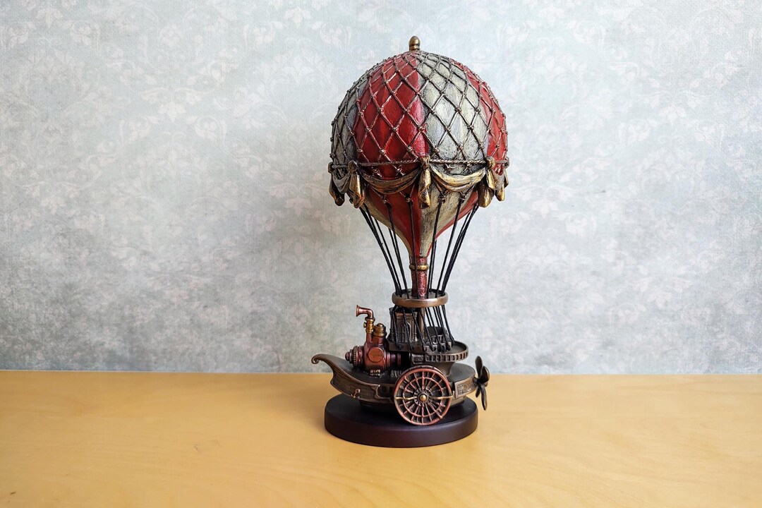 Steampunk Hot Air Balloon Sculpture: Bronze Finish Resin, Vintage Decor ...