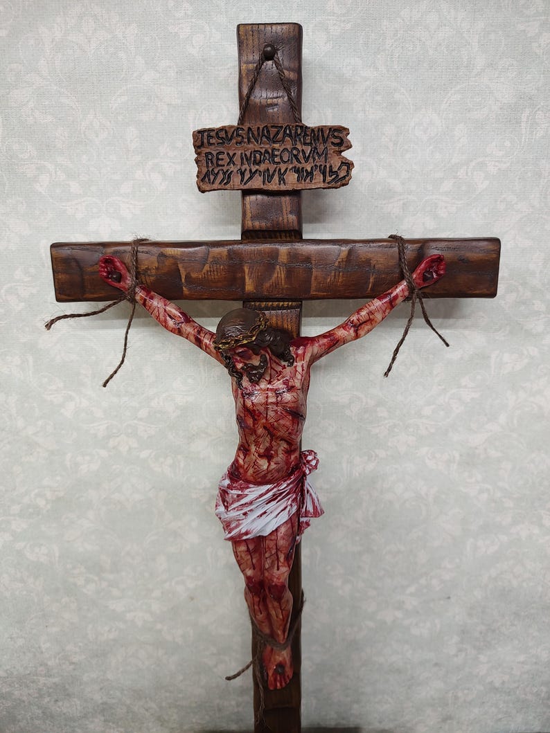 Handmade Passion Crucifix – Realistic Christ, Ash Wood Cross (19.7 ...