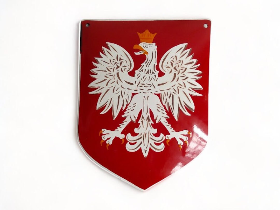 National Emblem of Poland Enameled Plaque Polish White Crowned Eagle ...