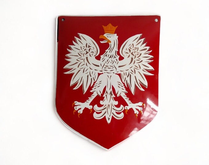 National Emblem of Poland Enameled Plaque Polish White Crowned Eagle ...