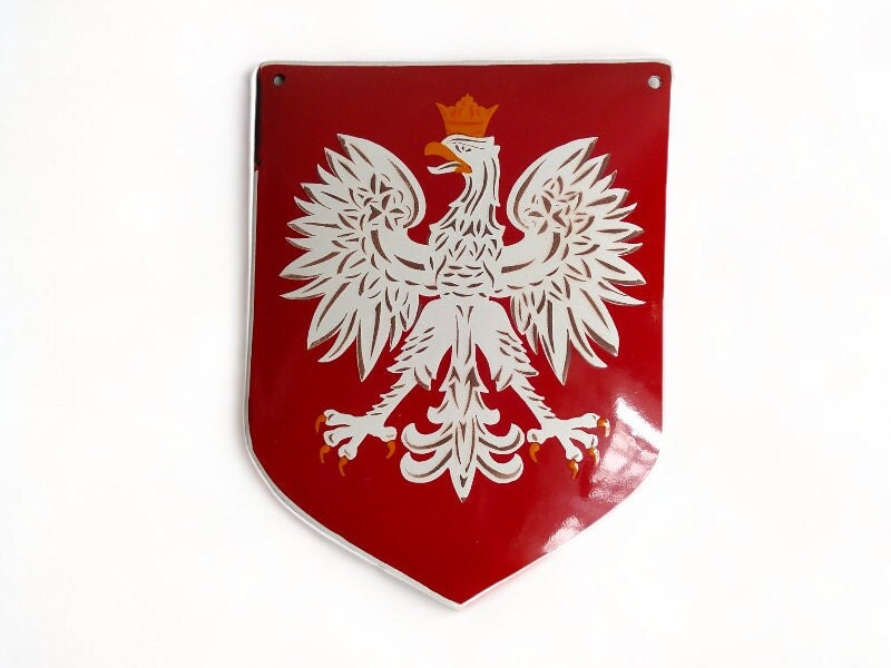 National Emblem of Poland Enameled Plaque Polish White Crowned Eagle ...