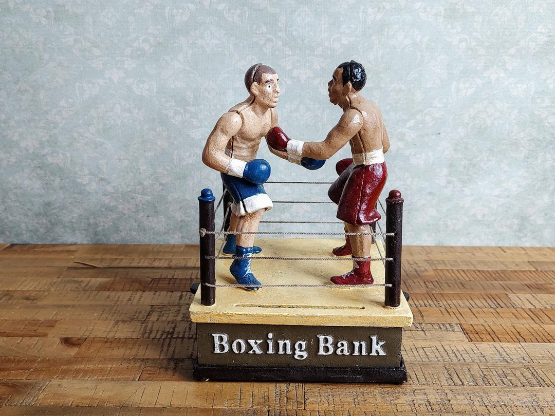 Vintage Cast Iron Boxing Toy Bank - Classic Mechanical Collectible Coin ...
