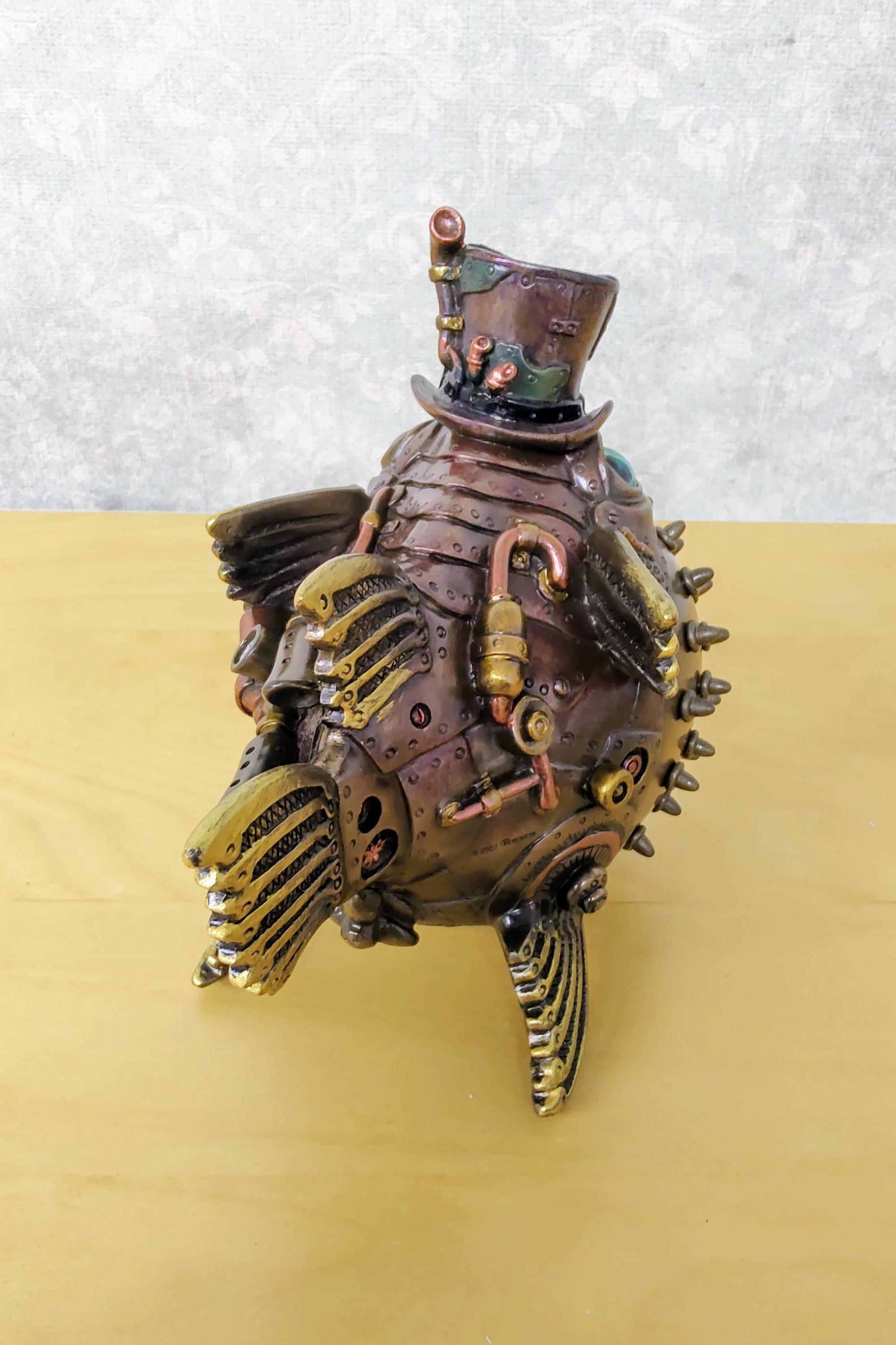 Steampunk Pufferfish Figurine: Bronze Resin Fugu Fish Statue - Etsy