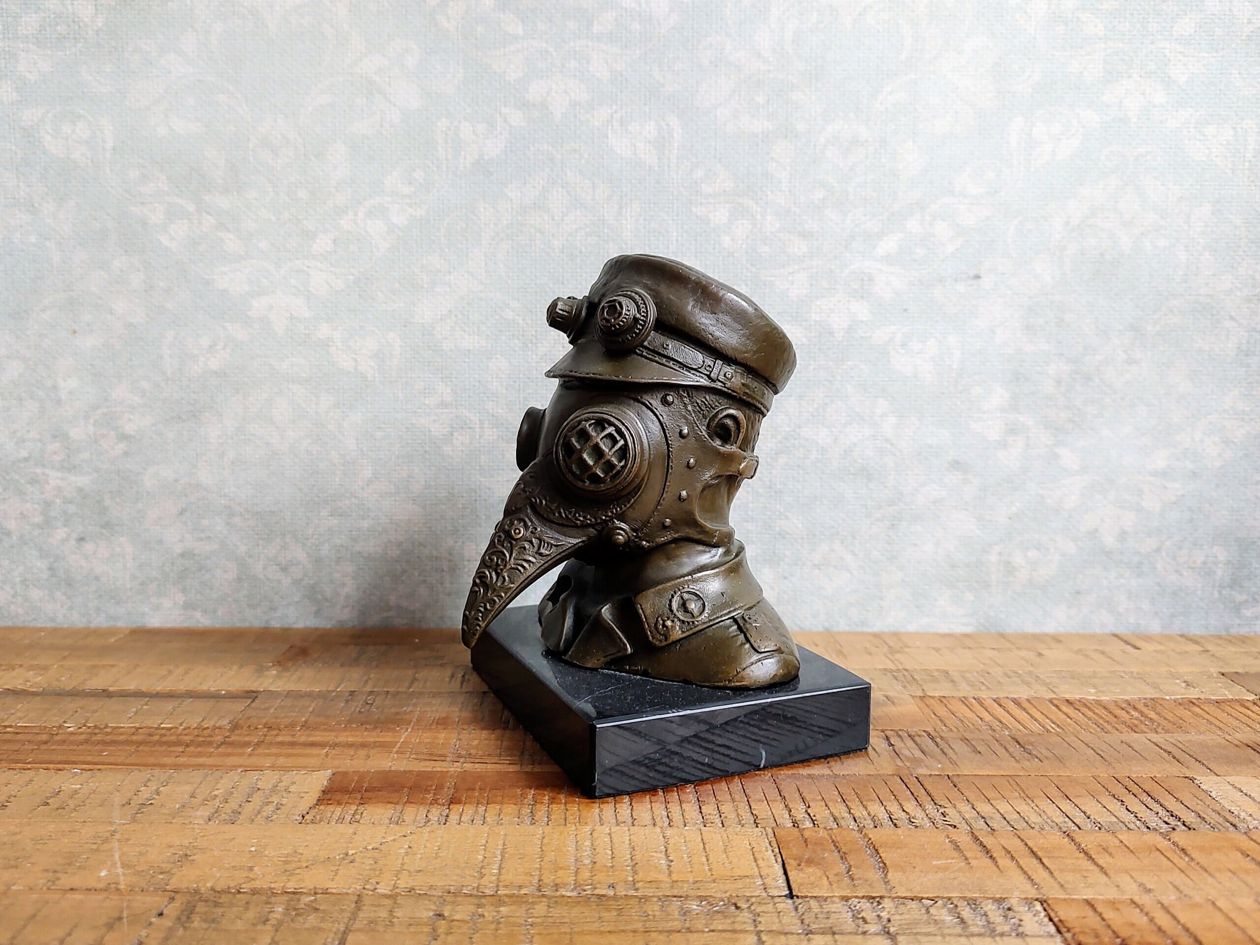 Steampunk Bronze Sculpture of the Plague Doctor Mask Bronze Steampunk ...