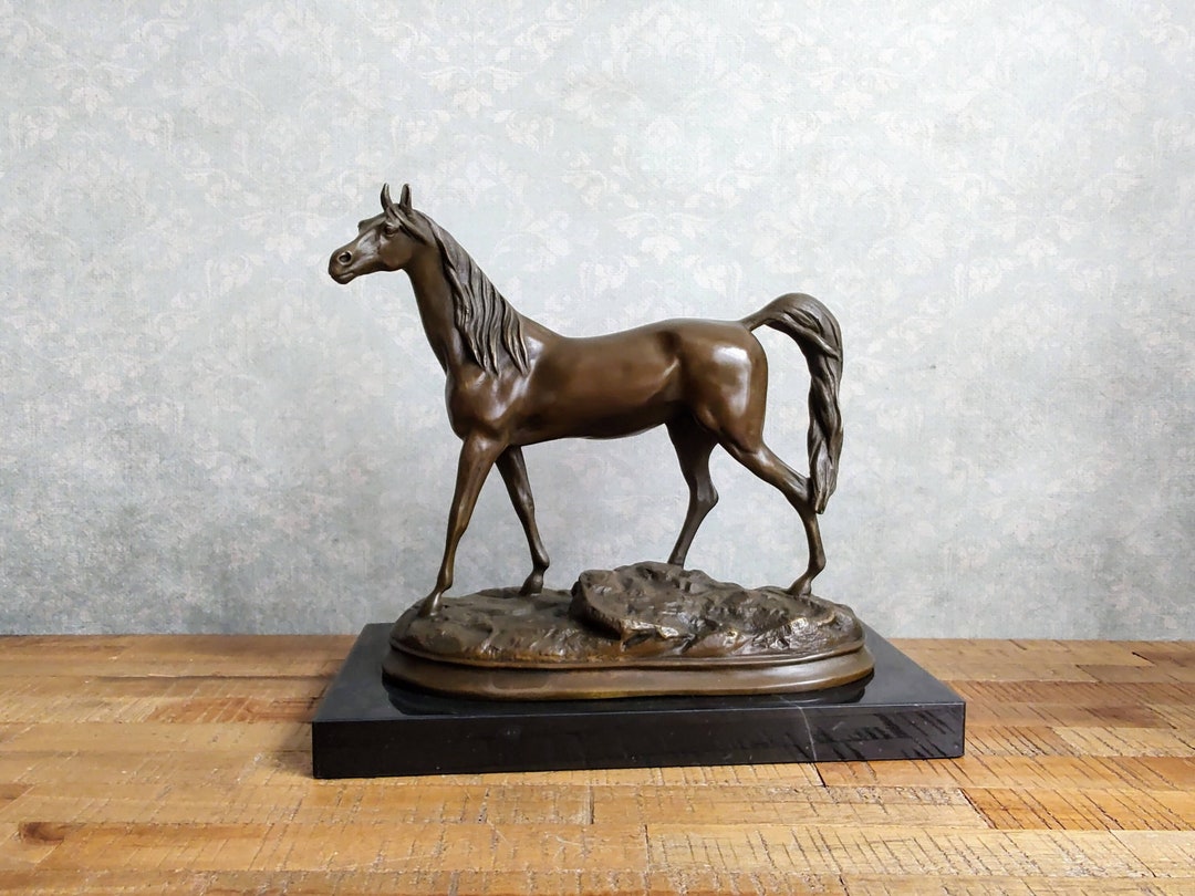 Vintage Arabian Horse Bronze Sculpture: Ibrahim Stallion on Marble Base ...