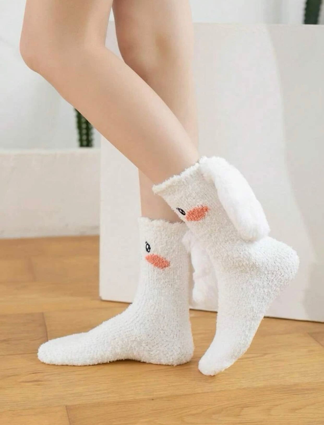 1 Pair Bunny Socks Women Soft Warm 3D Bunny Ears White Cozy - Etsy UK