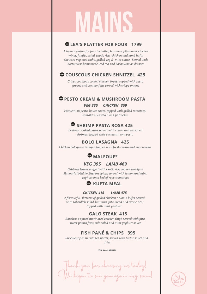 Simple and Classy Menu Design - Etsy