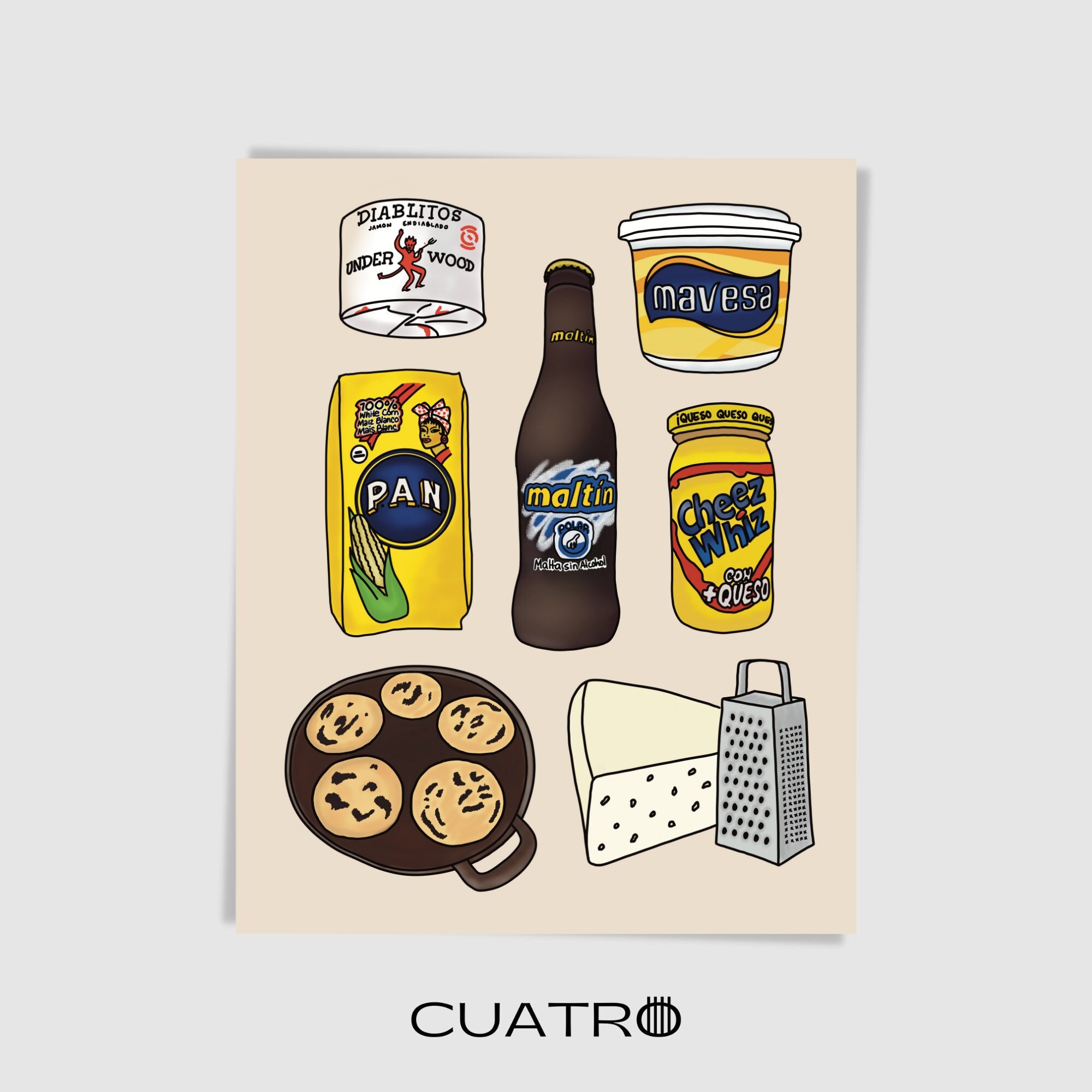 Venezuelan Breakfast Illustration | Arepas Art Print | Original ...