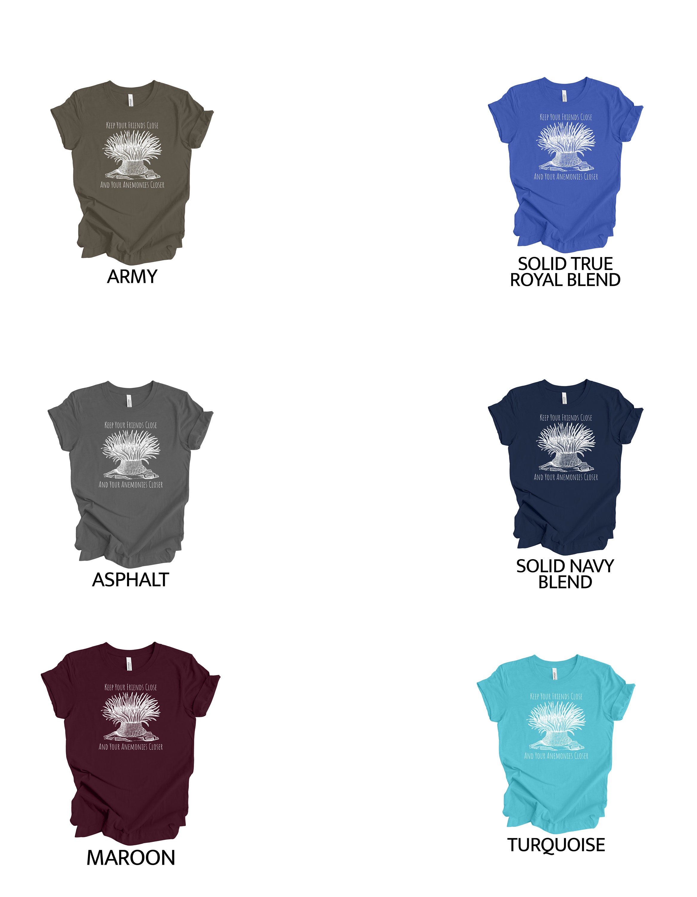 Anemone Marine Life T-shirt Sea Creature Tee Funny Ocean Lovers Apparel ...