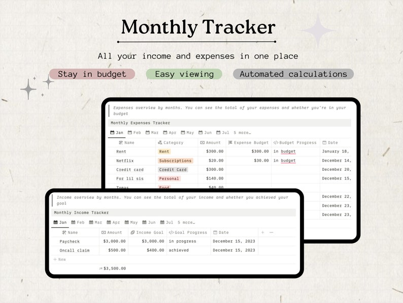 Notion Template Personal Finance Tracker Budget Tracker Income Expense ...