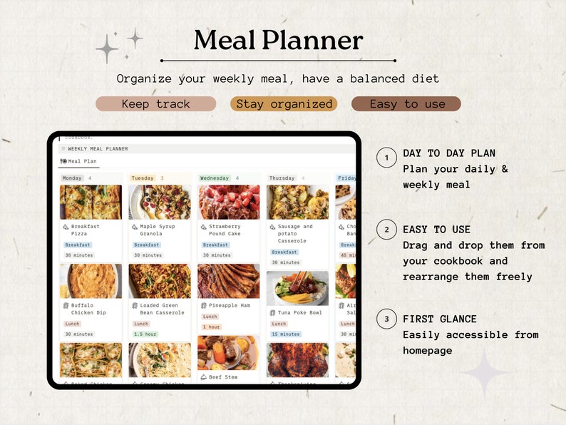 Notion Meal Planner Notion Template Recipe Food Journal Digital Meal ...