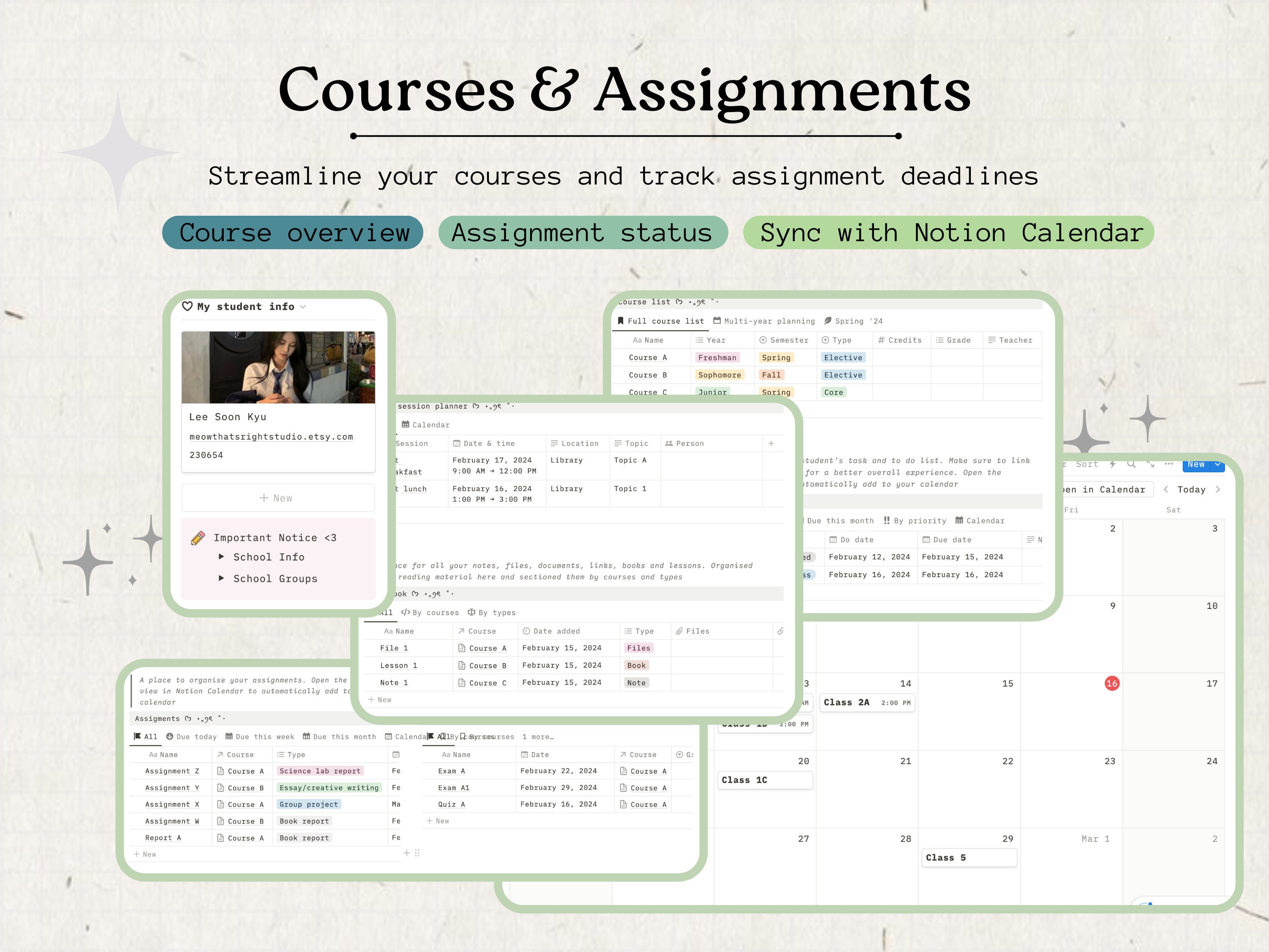 Student Planner Notion Template: All-in-one Organizer for Agenda ...