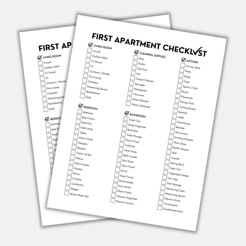 First Apartment Checklist New Home Checklist Moving Checklist