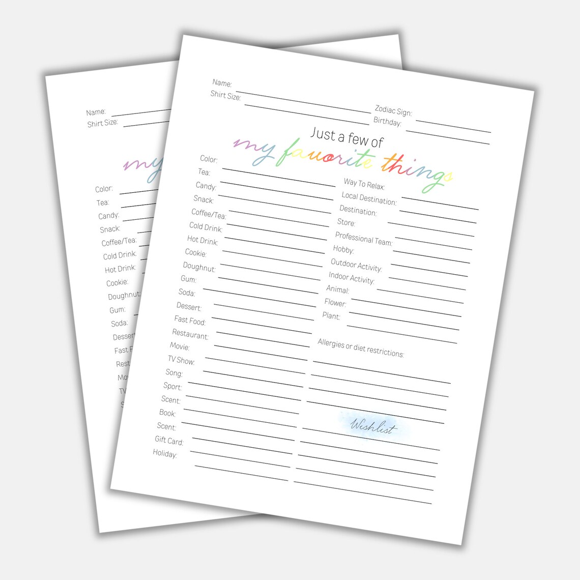 All About Me, All About Me Poster, Favorite List, Get to Know You ...