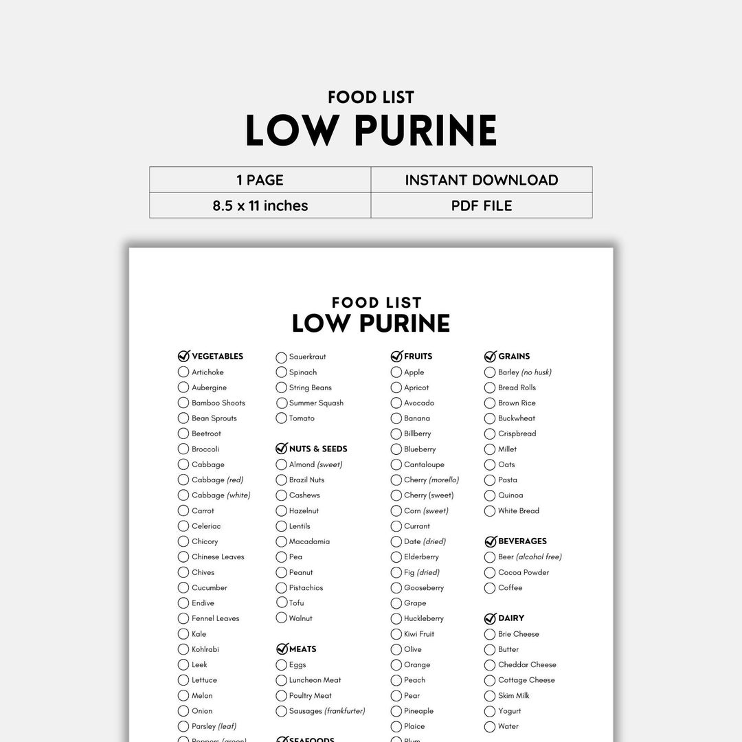 Low Purine Diet, Low Purine Foods, Gout Diet, Joint Pain Relief ...
