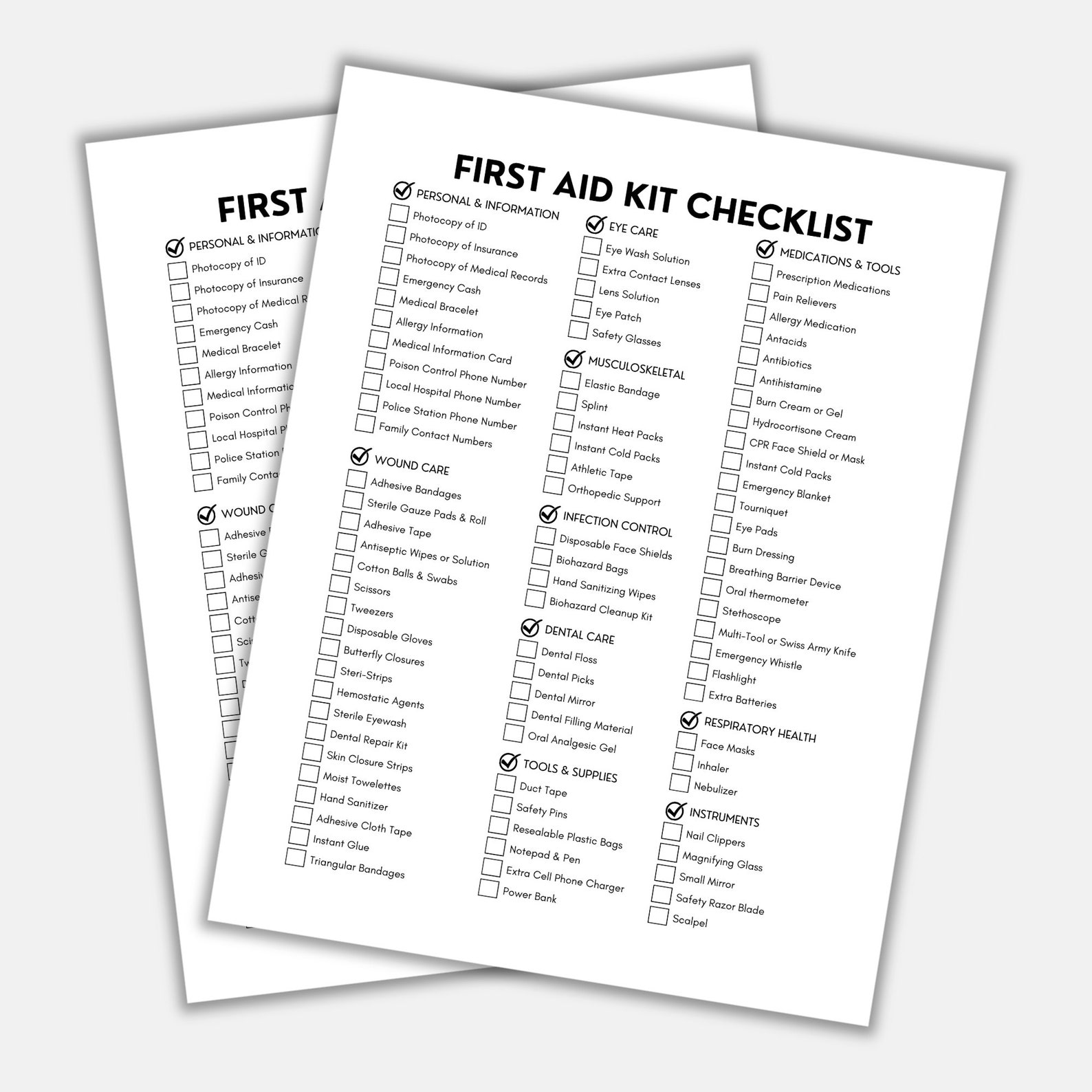First Aid Kit, First Aid Checklist, Checklist Printable, Survival Kit ...