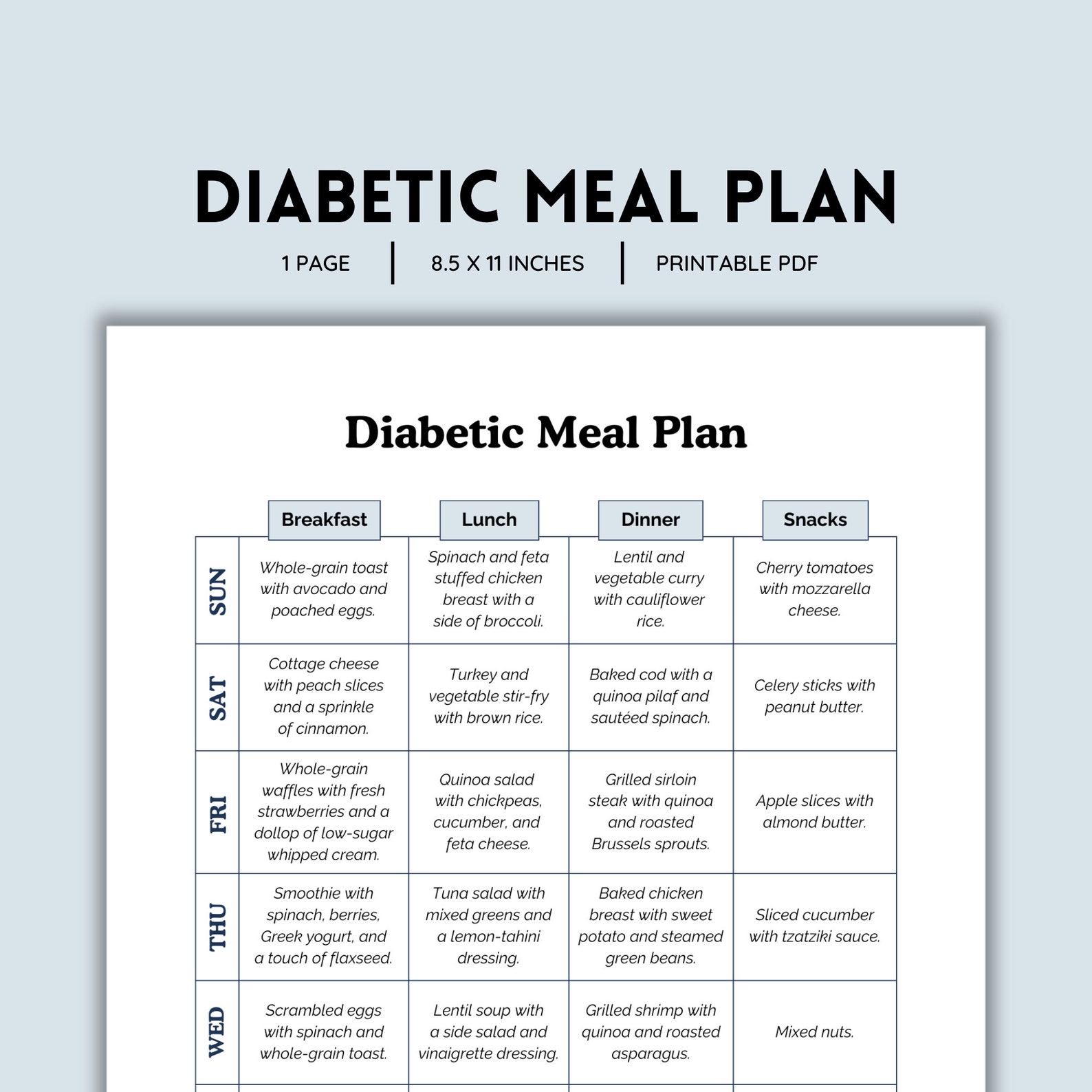Diabetic Meal Plan, Diabetic Food List, Diabetic Diet, Diabetic Food ...