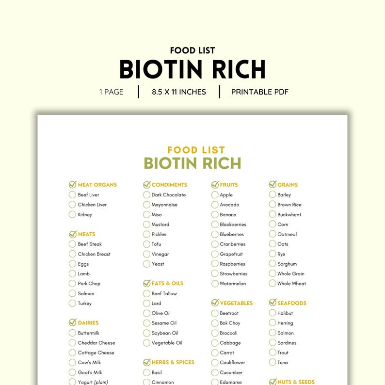 Biotin Rich Foods, Vitamin B7, Food List, High Biotin Foods, Food Chart ...