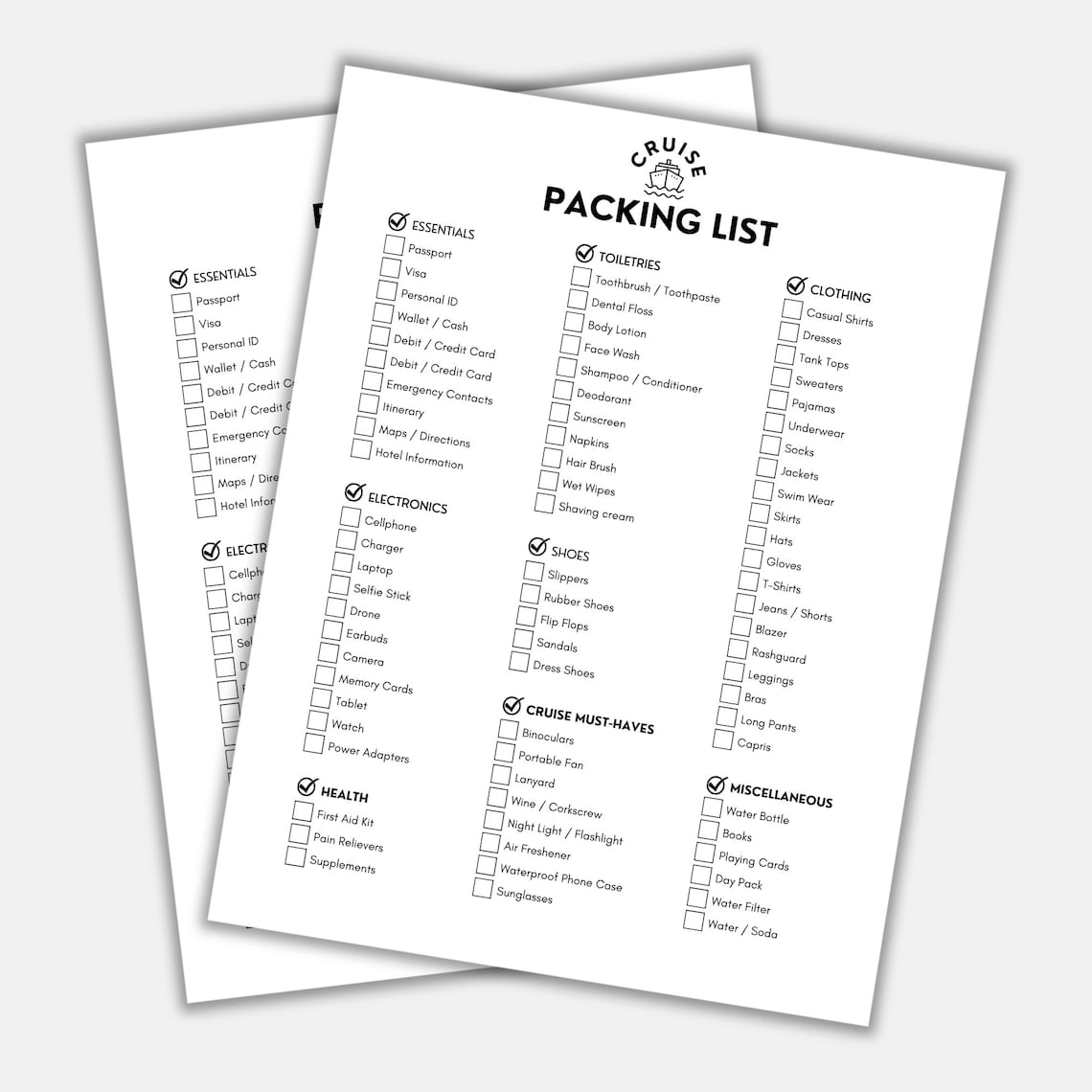 Cruise Packing List, Packing Checklist, Packing List, Cruise Checklist ...