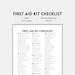 First Aid Kit, First Aid Checklist, Checklist Printable, Survival Kit ...
