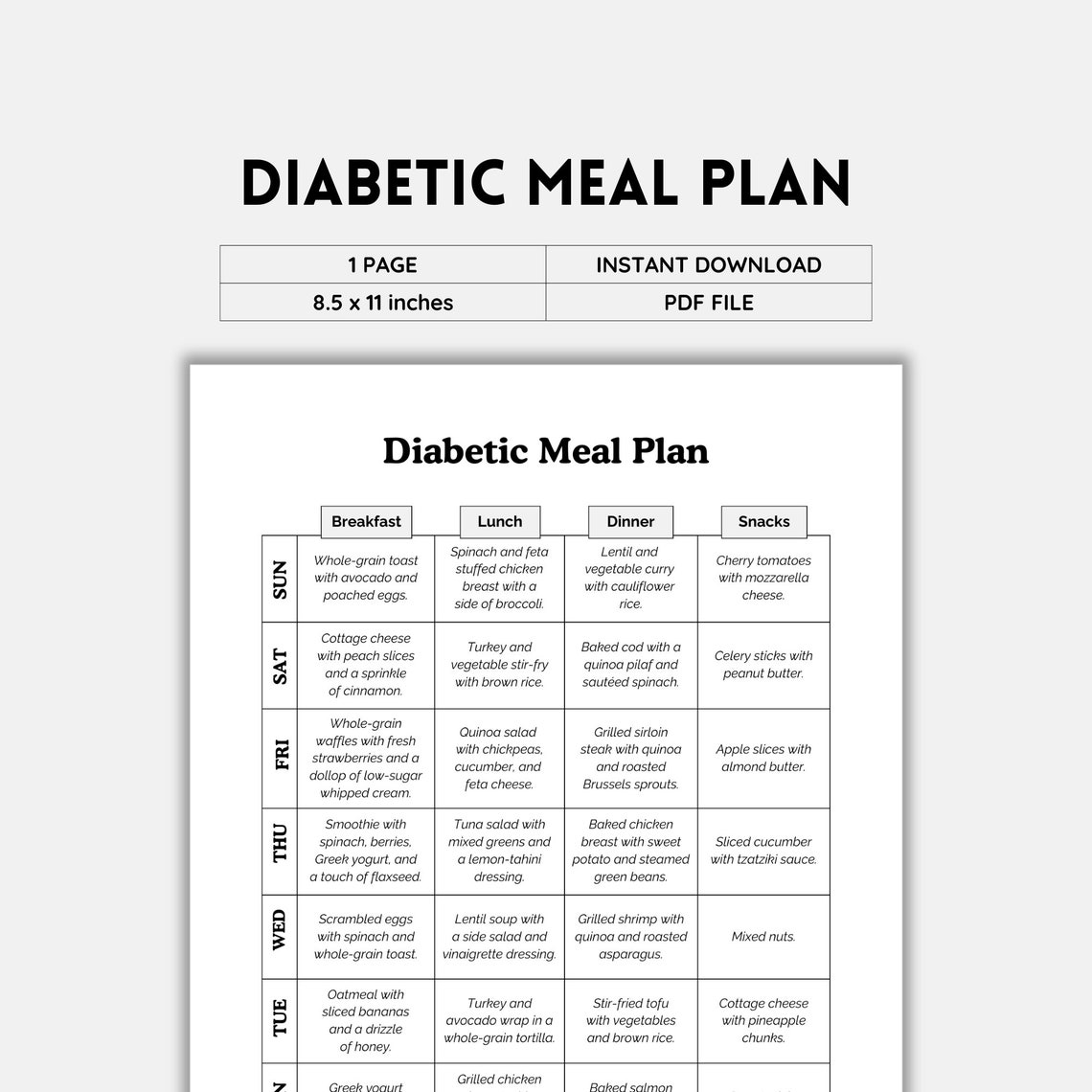 Diabetic Meal Plan, Diabetic Food List, Diabetic Diet, Diabetic Food ...