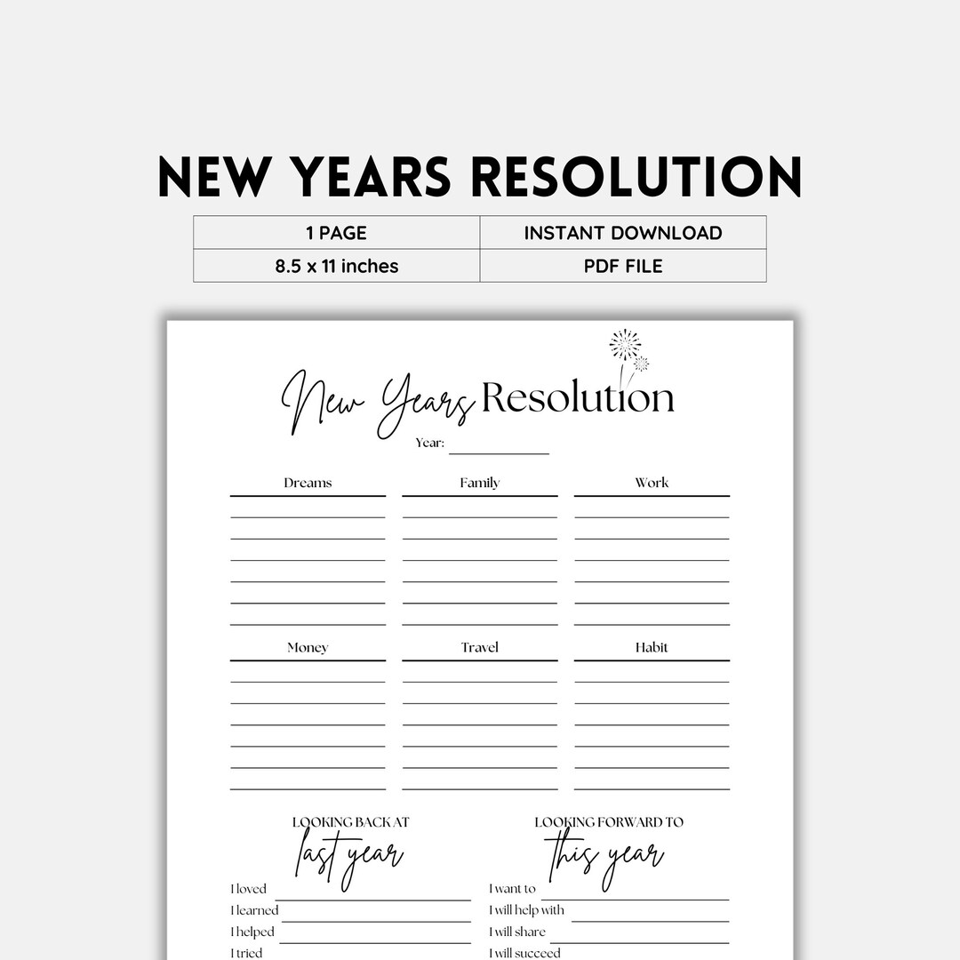 New Years Resolution, New Years Eve, Resolution Printable, New Years ...
