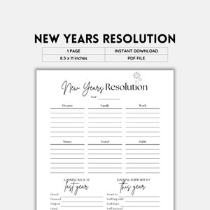 New Years Resolution, New Years Eve, Resolution Printable, New Years ...