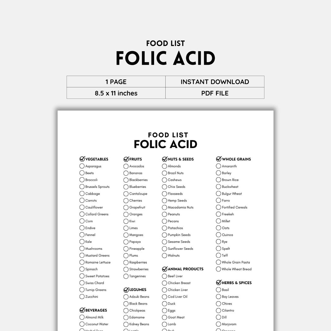 Folic Acid, Folate Foods, Food Source, Vitamin B9, Food List, Grocery ...